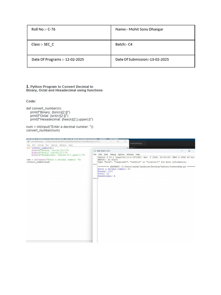 Experiment No.3 (Function Based Programinng) C76 | PDF