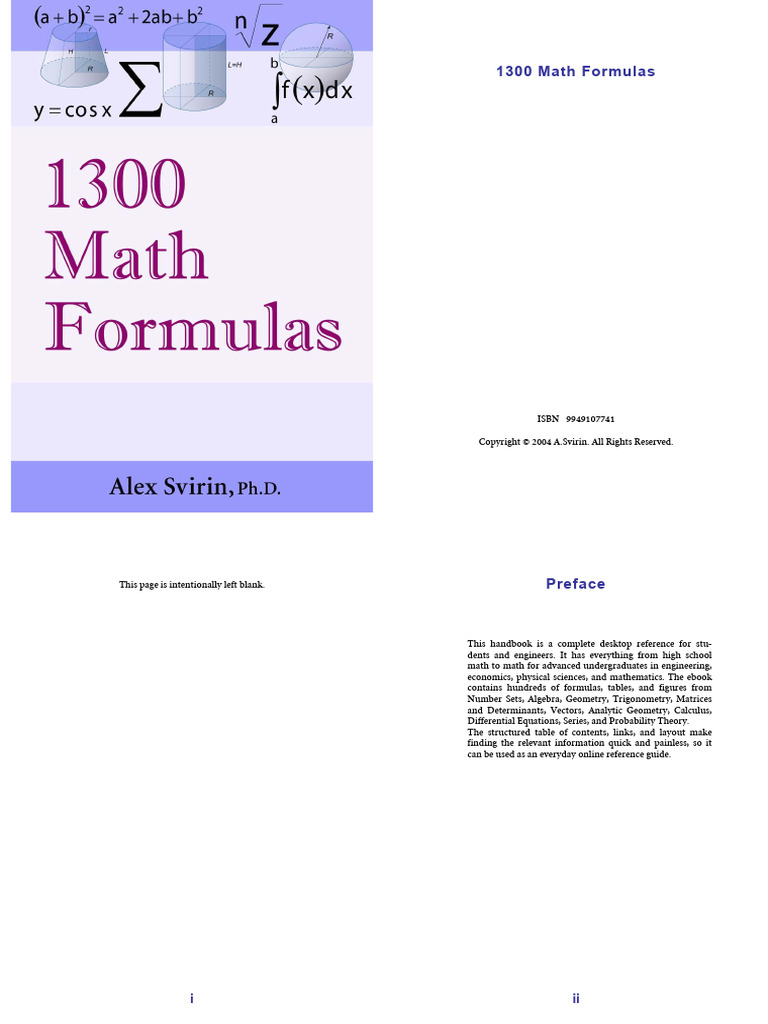 1300 MATHS FORMULA (1)[1] | PDF | Mathematics