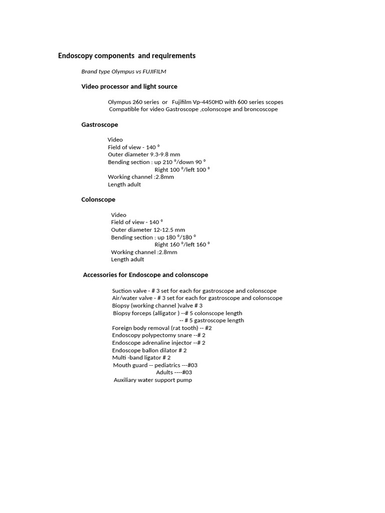 Endoscopy Components and Requirements | PDF