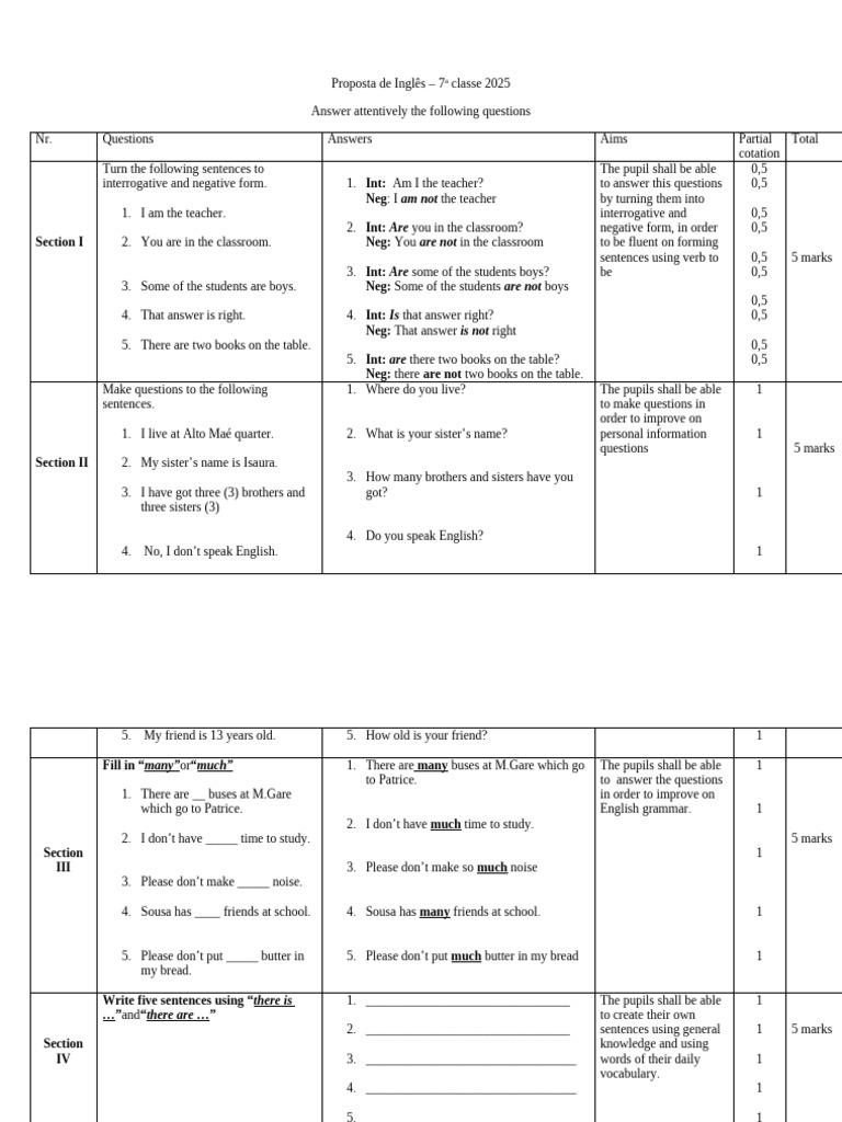Proposta de Inglês 7 Classe | PDF | Syntax | Cognitive Science
