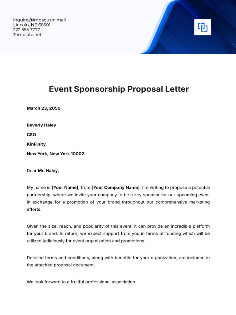 Free Event Sponsorship Letter Template | PDF
