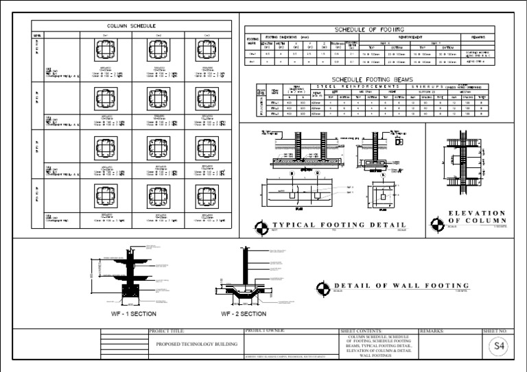 Column Schedule and Schedule Footing | PDF