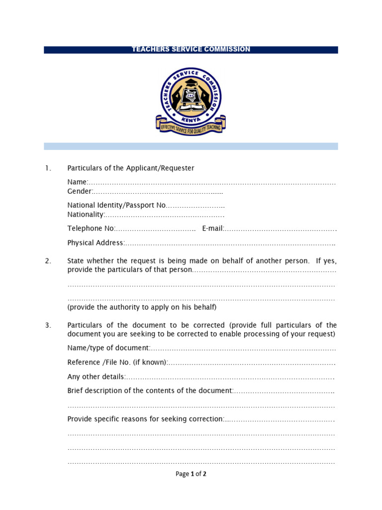 Personal Record Correction Application Form | PDF