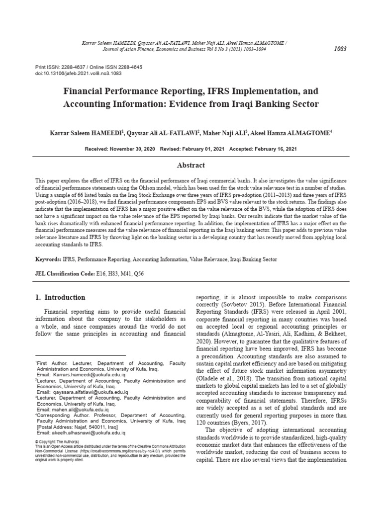 Financial Performance Reporting, IFRS Implementation, and Accounting Information_ Evidence from ...