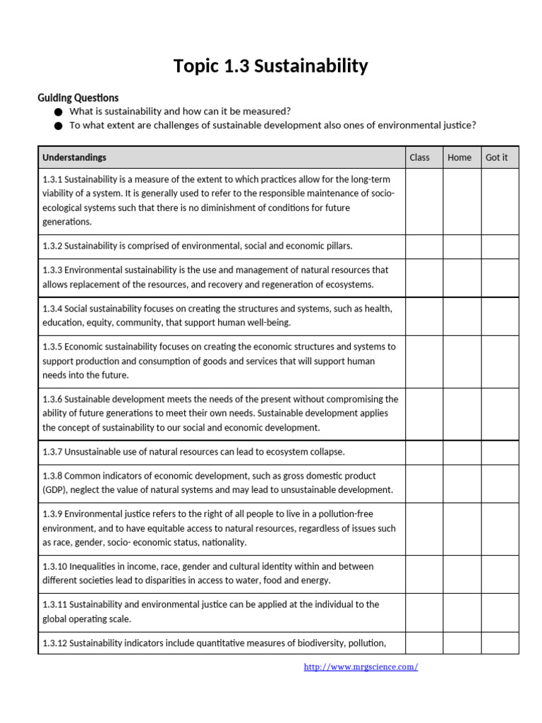 1.3 Sustainability Workbook | PDF | Sustainability | Sustainable ...