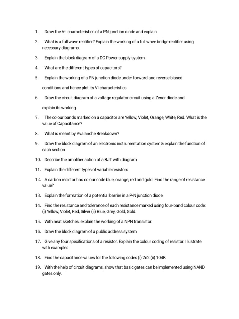 Imp Questions Basic Electronics | PDF