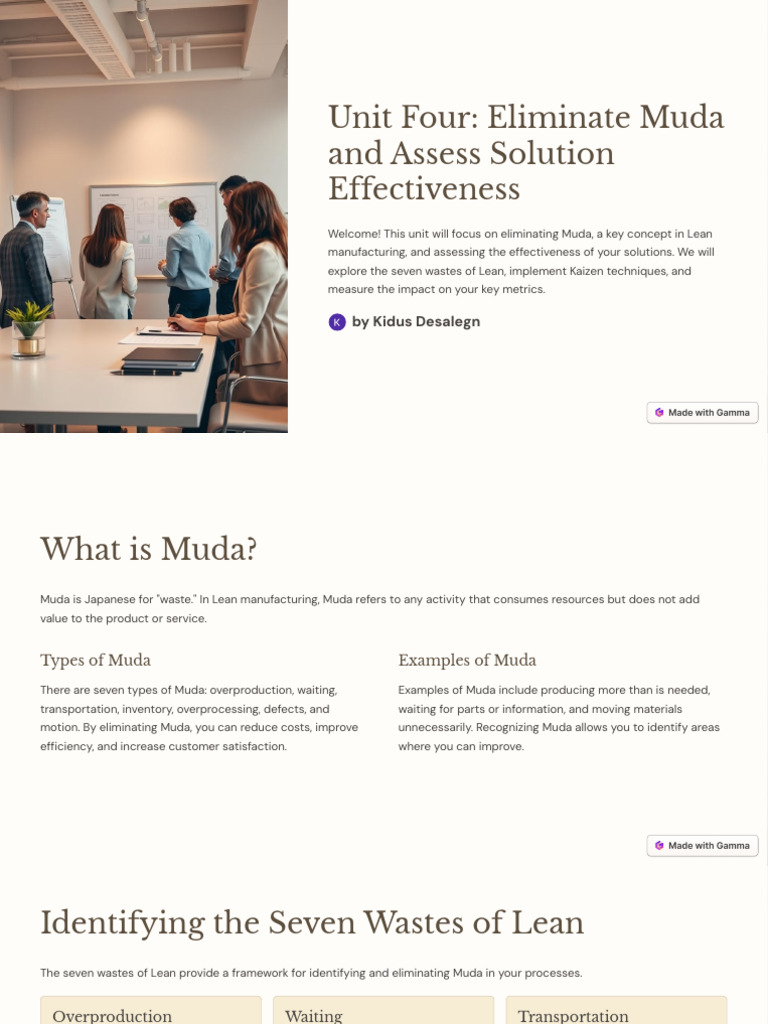 Unit Four Eliminate Muda and Assess Solution Effectiveness | PDF | Lean ...