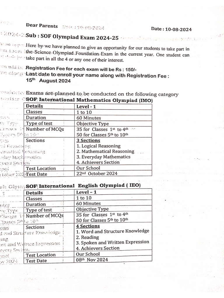 Revised SOF Exams Details | PDF
