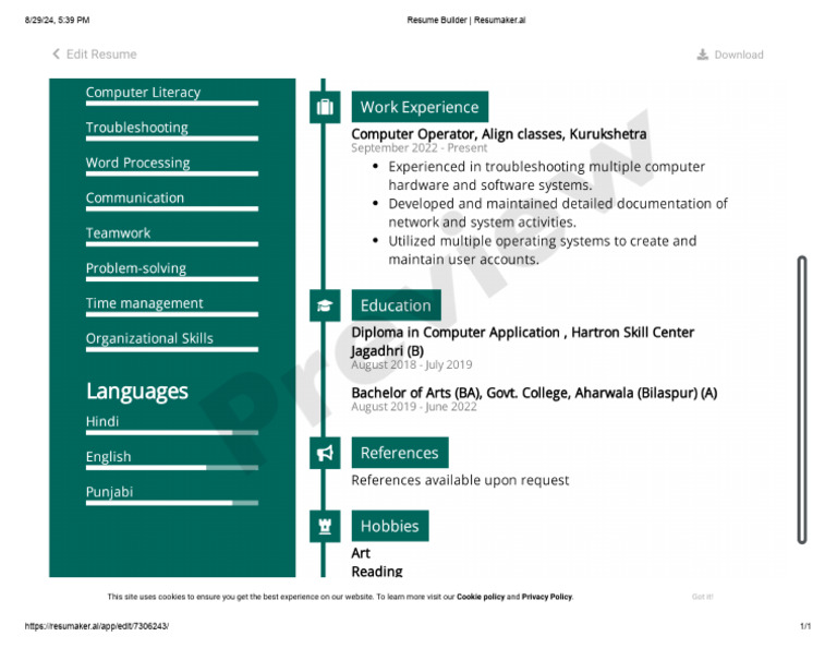Resume Builder - Resumaker - Ai 2 | PDF