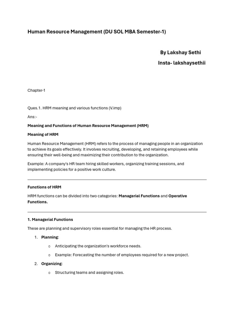 HRM All Chapter Important Question Answers | PDF | Compensation And ...