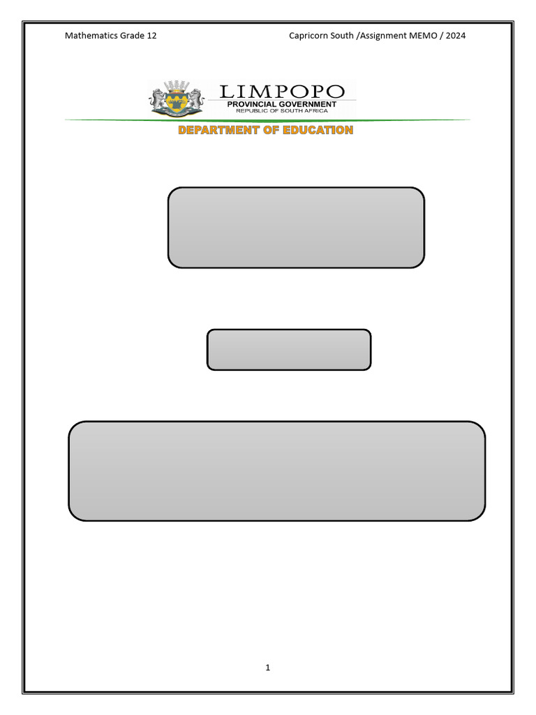 2024 Grade 12 Assignment - Memo | PDF | Mathematics