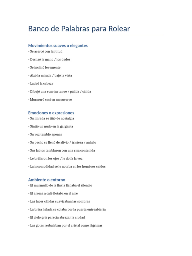 Banco de Palabras para Rolear | PDF
