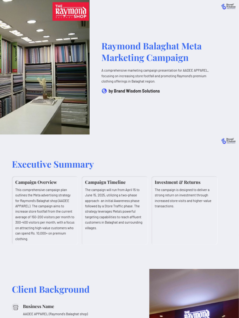 Raymond Balaghat Meta Marketing Campaign | PDF | Facebook | Return On ...