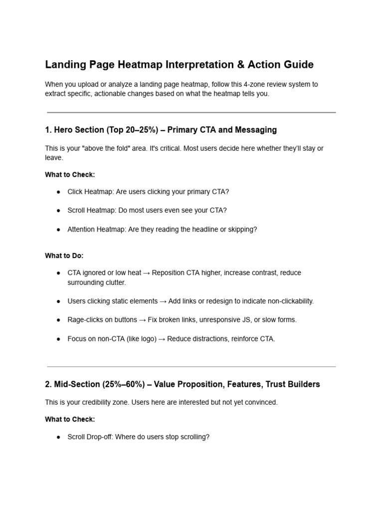 Landing Page Heatmap Interpretation & Action Guide | PDF | Attention ...