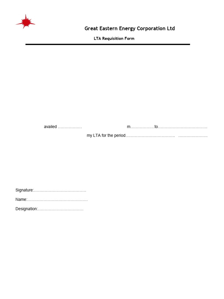 LTA Requisition Form | PDF