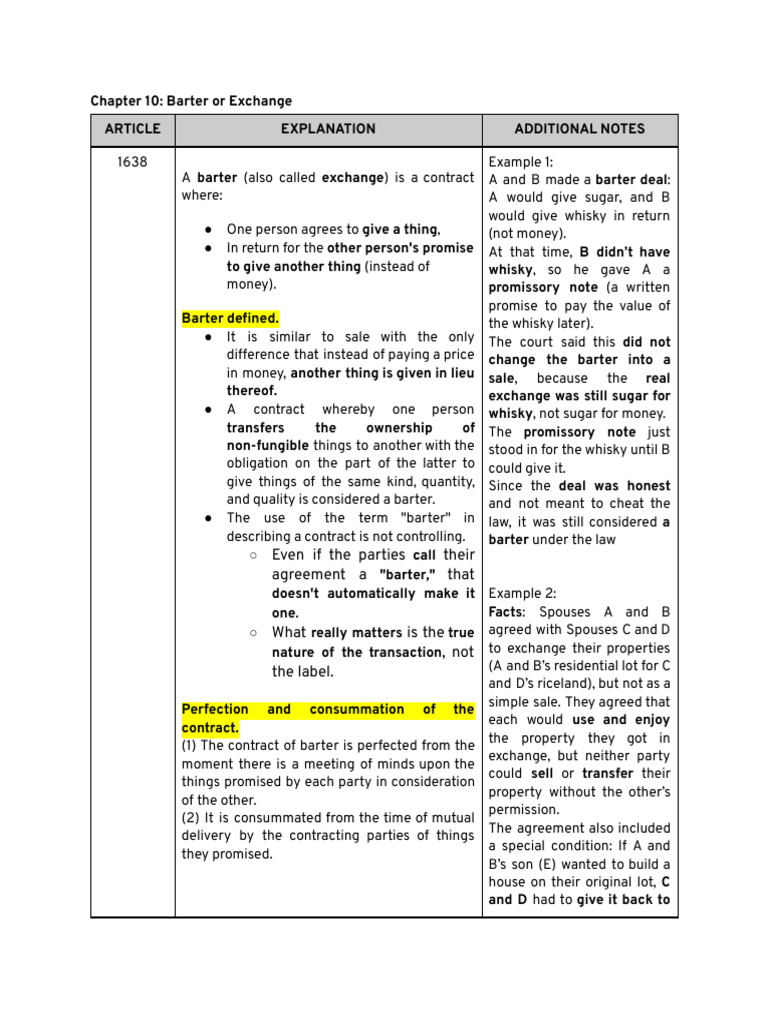 Understanding Barter Contracts Explained | PDF | Barter | Damages