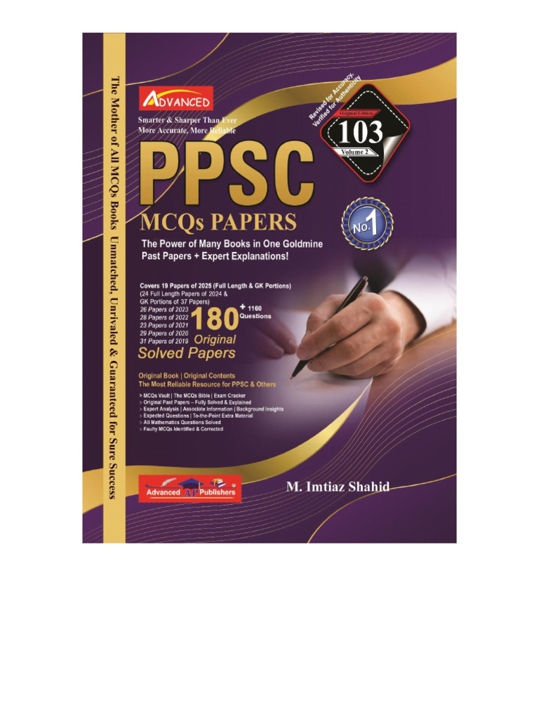 Advanced PPSC MCQs Papers 103 | PDF | Multiple Choice | Inspector