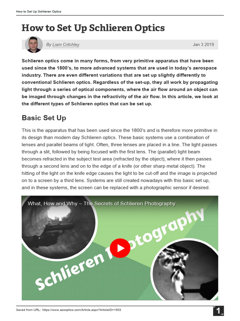 How To Set Up Schlieren Optics | PDF | Interferometry | Optics