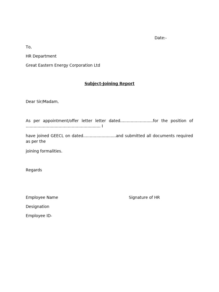 Updated Joining Report | PDF