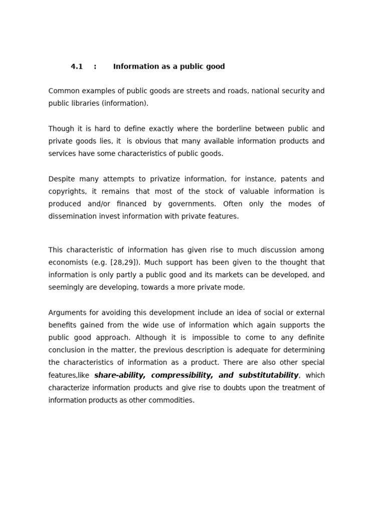 Characteristics of Information as a Public Good | PDF