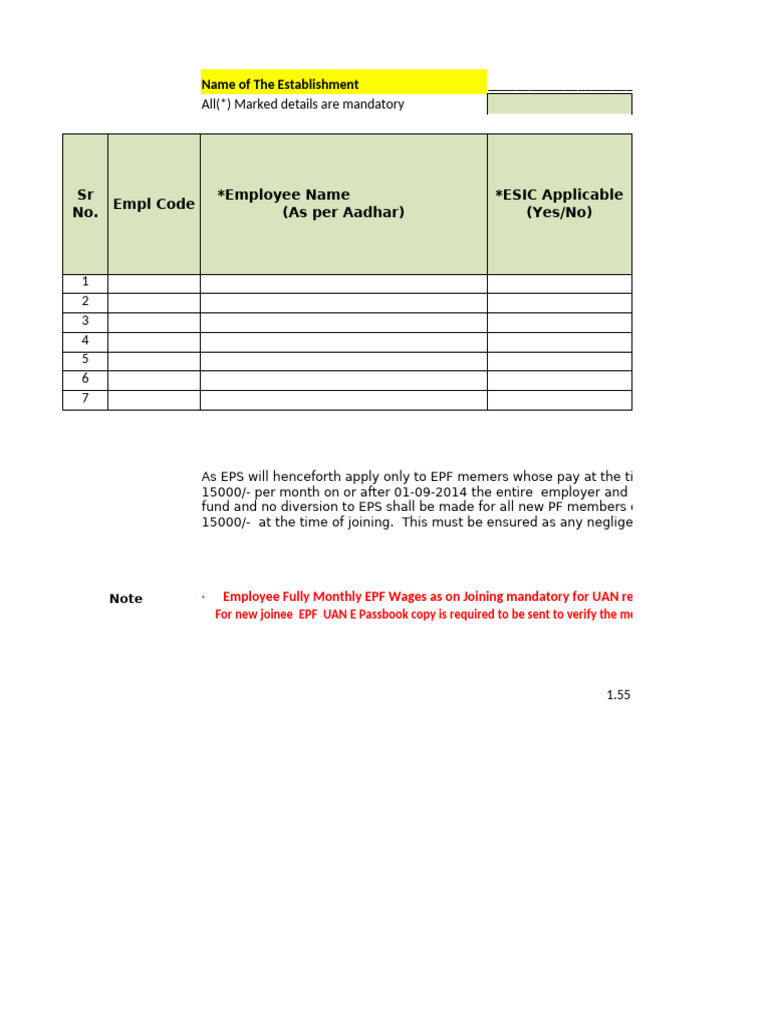 ESIC and PF Registration for New Joinees | PDF | Employee Relations ...