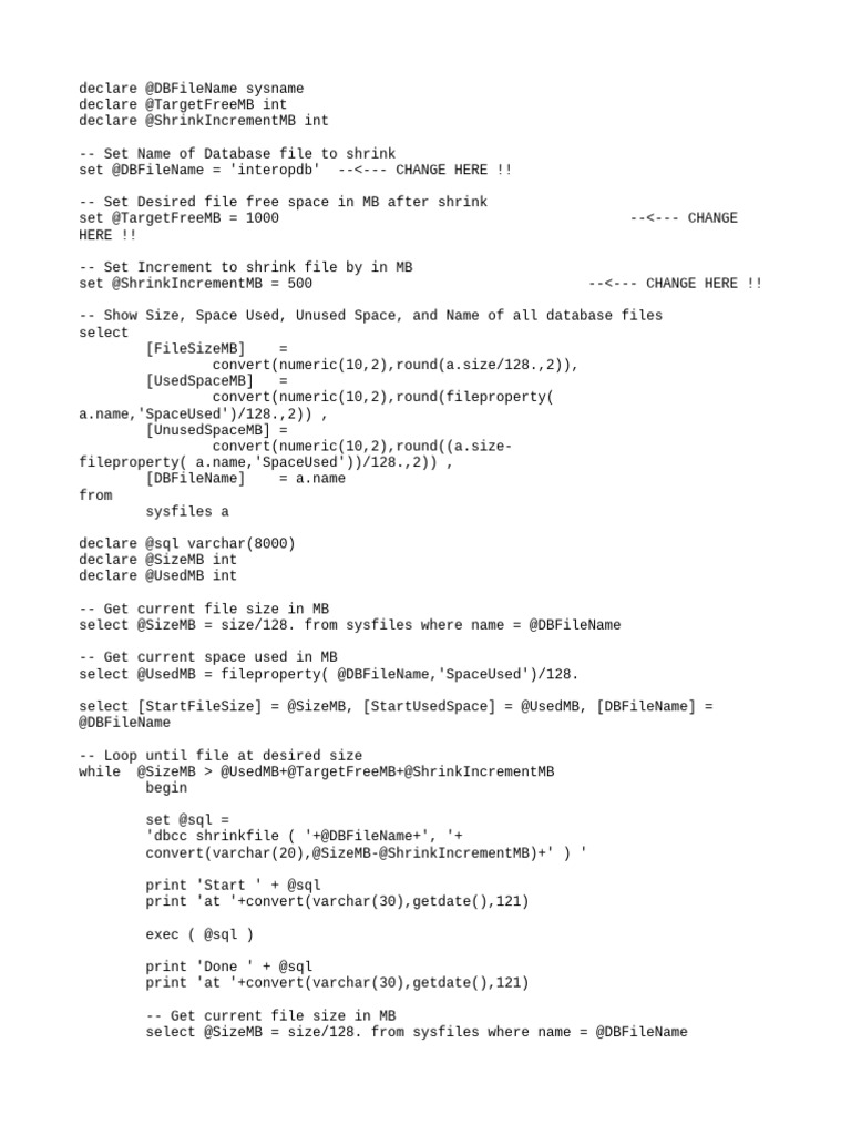 Shrinking Database Files in SQL | PDF | Data Management | Computer Data