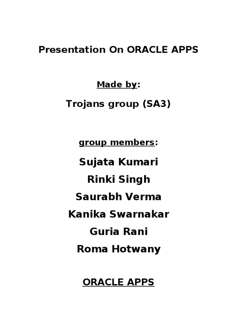 Presentation On ORACLE APPS | PDF | Oracle Corporation | Databases