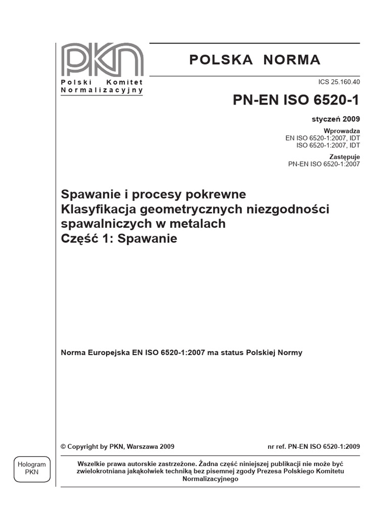 PN en Iso 6520 1 2009 | PDF