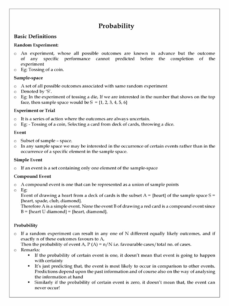 Ch-13 Probability Revision Notes | PDF