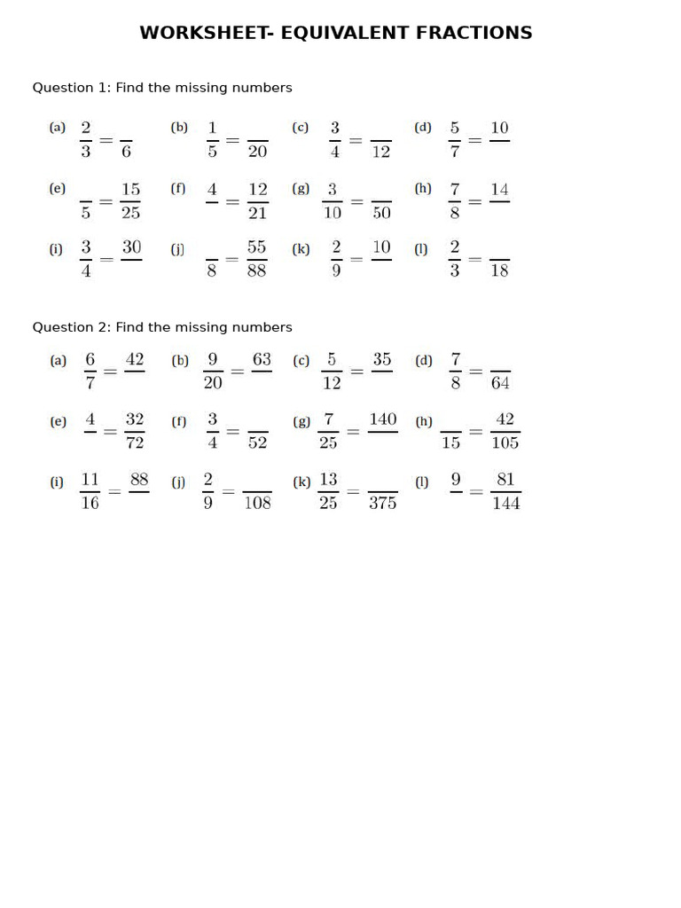 Amanat- Equivalent fraction | PDF