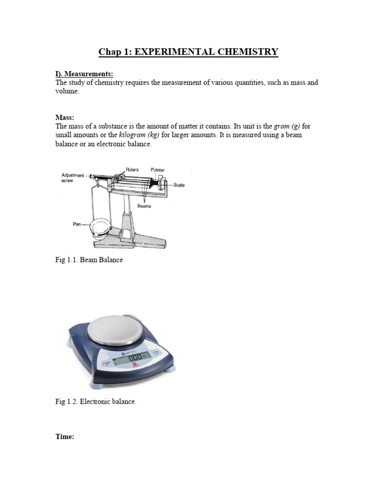 Chapter 1 - Experimental Chemistry | PDF | Volume | Gases
