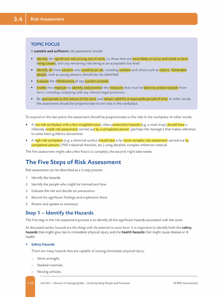The Five Steps of Risk Assessment | PDF | Personal Protective Equipment ...
