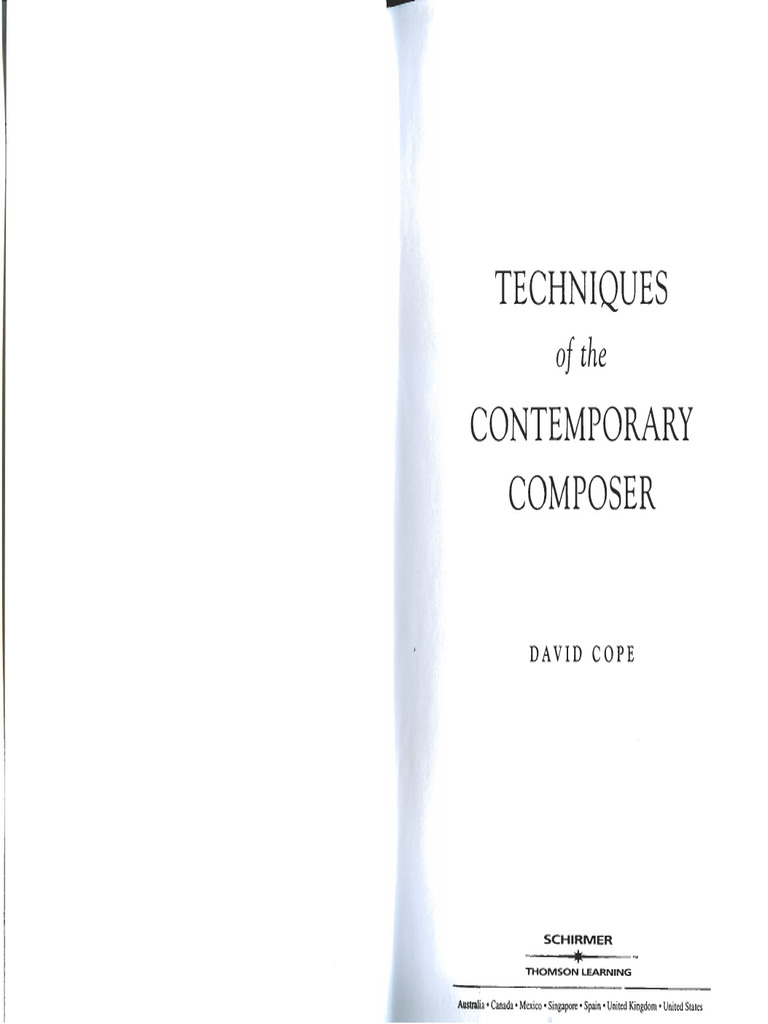 Techniques of The Contemporary Composer | PDF