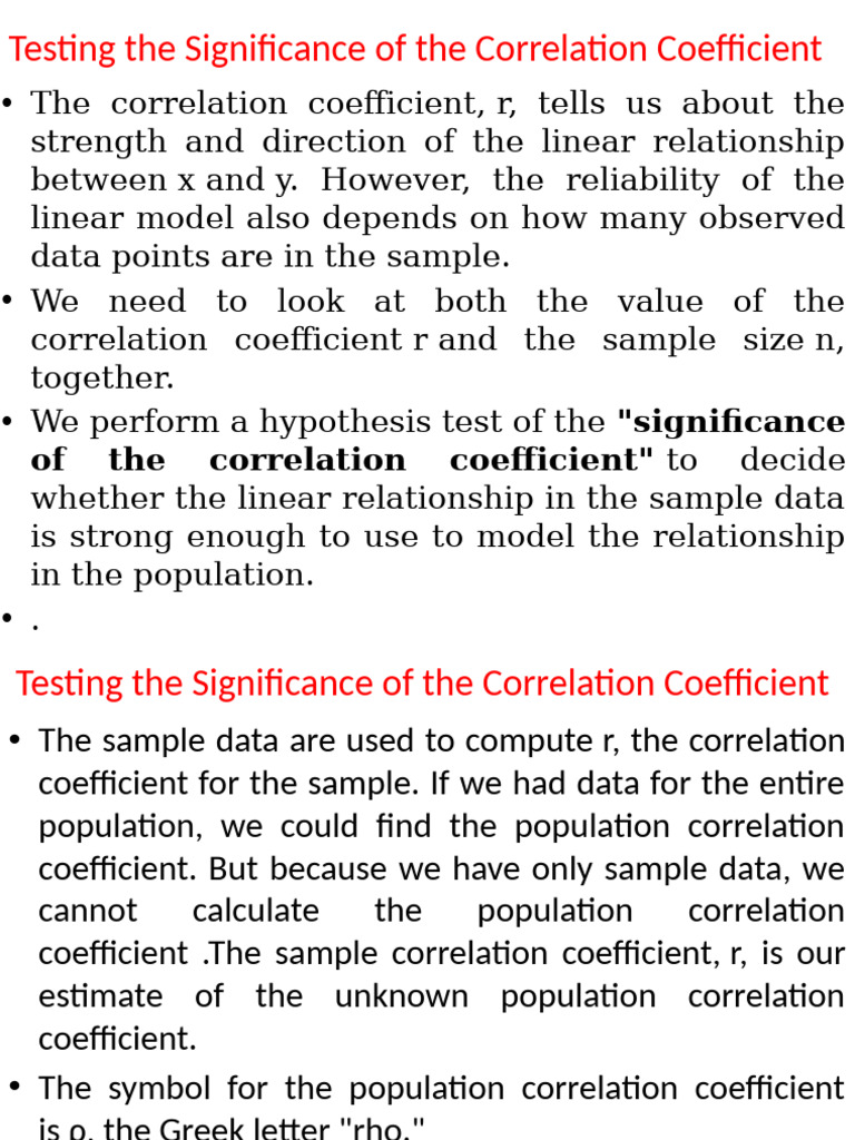 Significance of Correlation Coefficient | PDF | P Value | Statistical ...