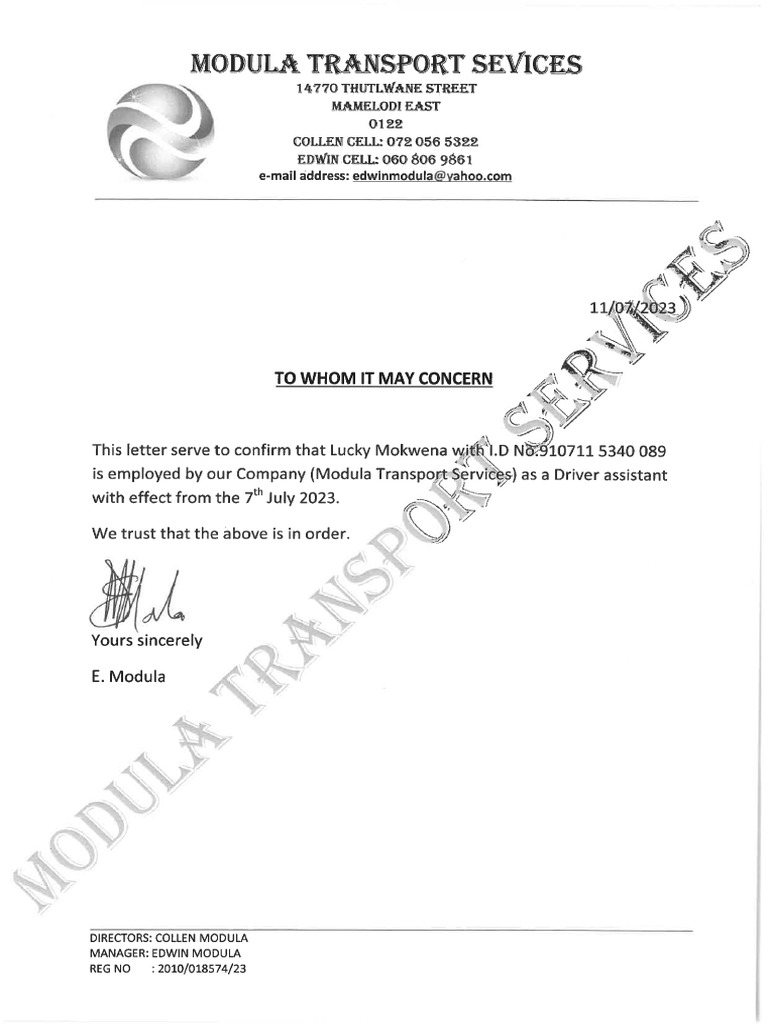 Modula Transport Services Invoice | PDF
