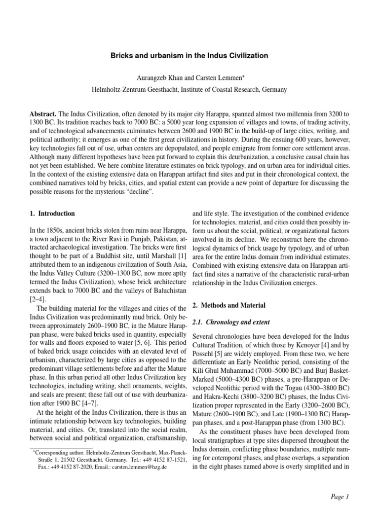 Baked Bricks in Indus Civilization | PDF | Brick