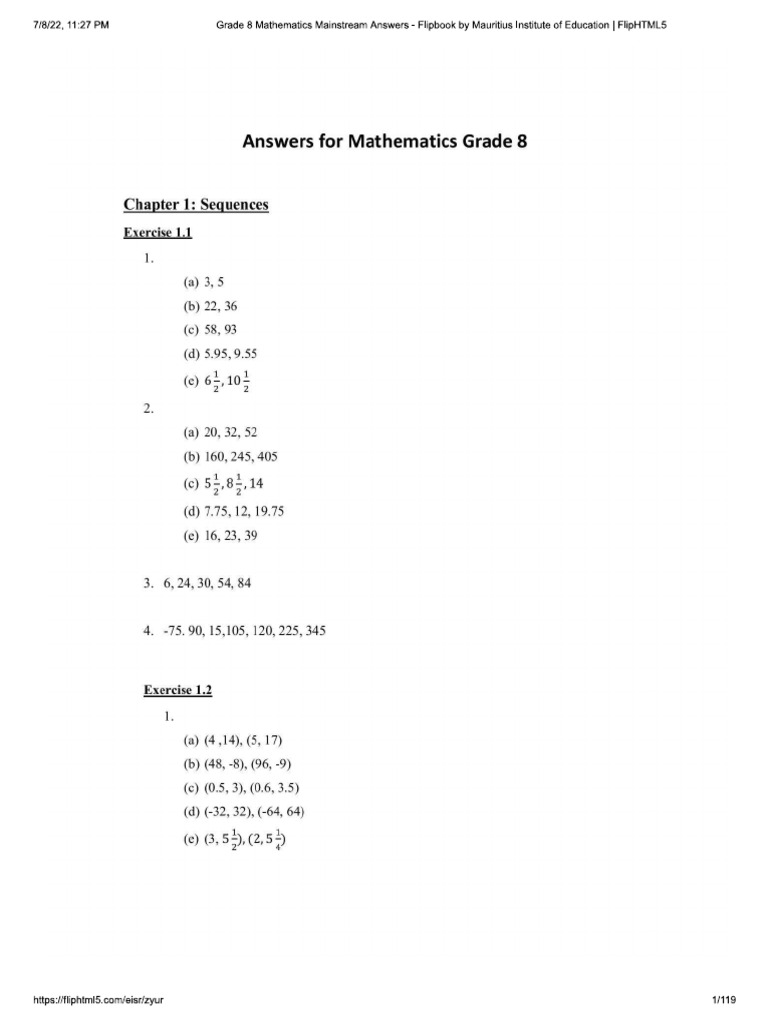 Maths Book g8 Answer | PDF