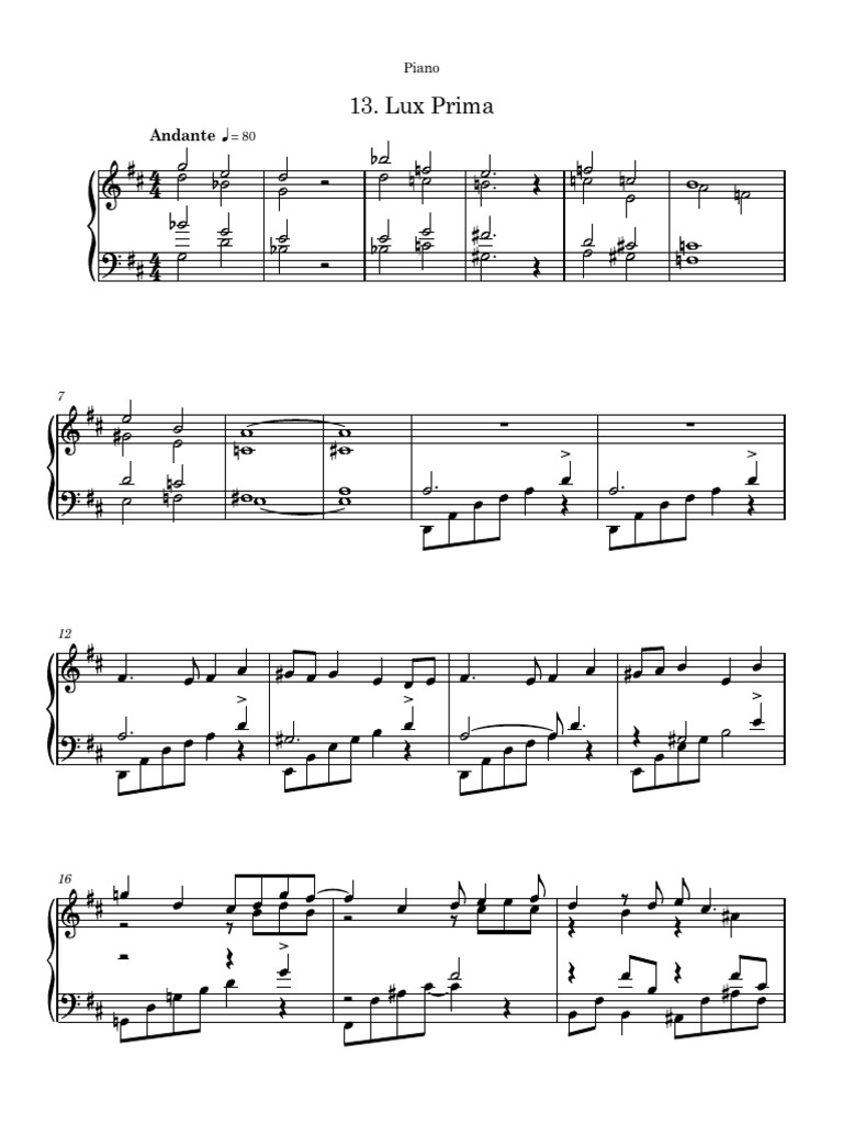 Lux Prima Piano Score | PDF