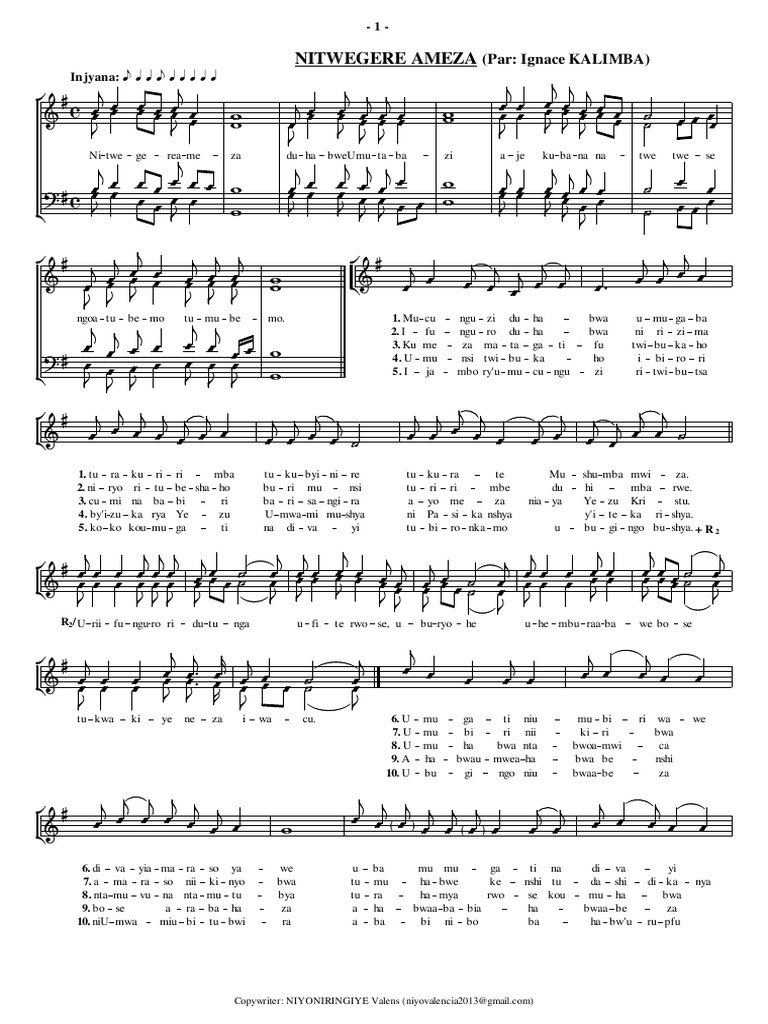 Nitwegere Ameza - Ignace Kalimba | PDF