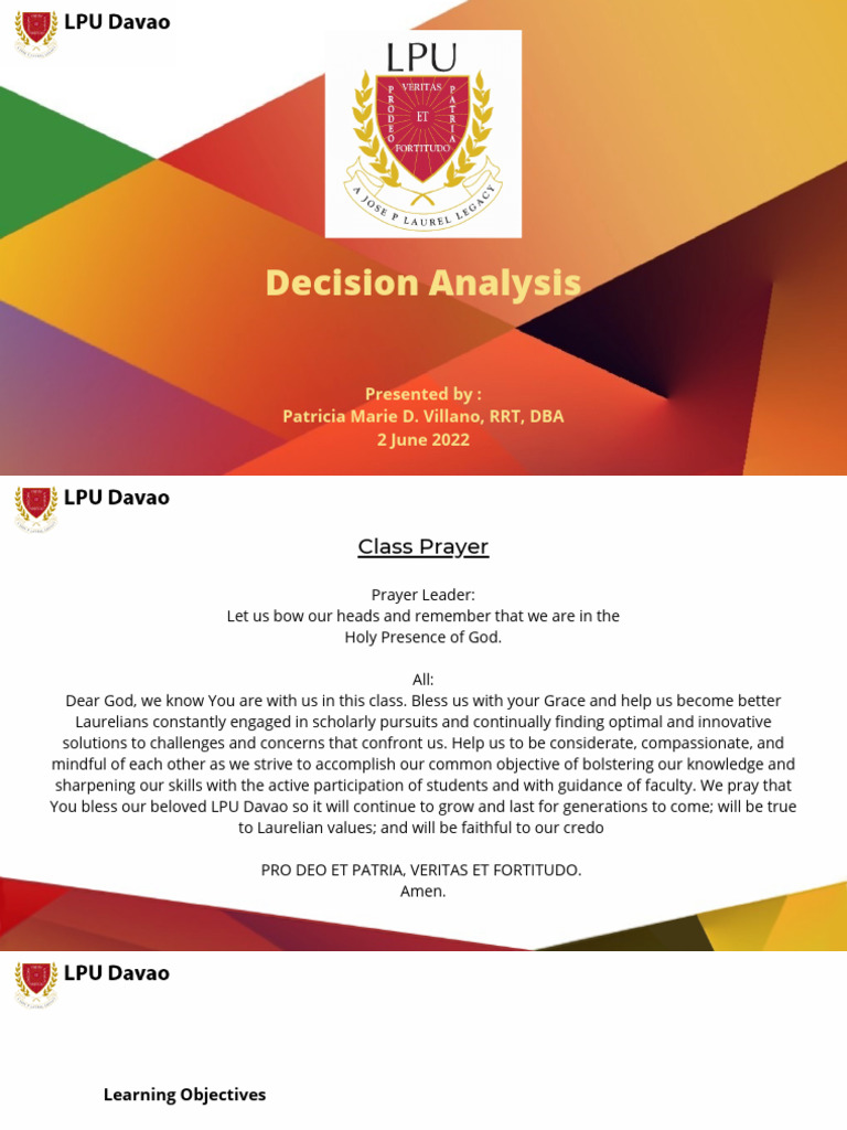 Lecture 5 Decision Analysis | PDF | Decision Theory | Risk