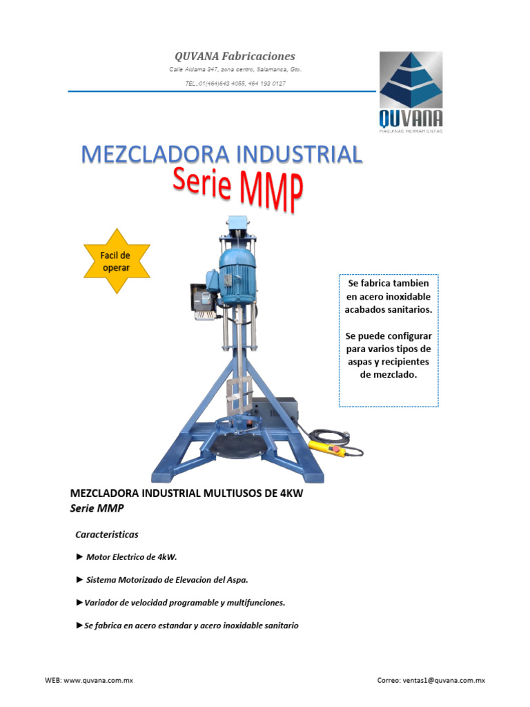 3 Folleto Mezcladora Industrial Pdf Ingenieria Eléctrica Bienes