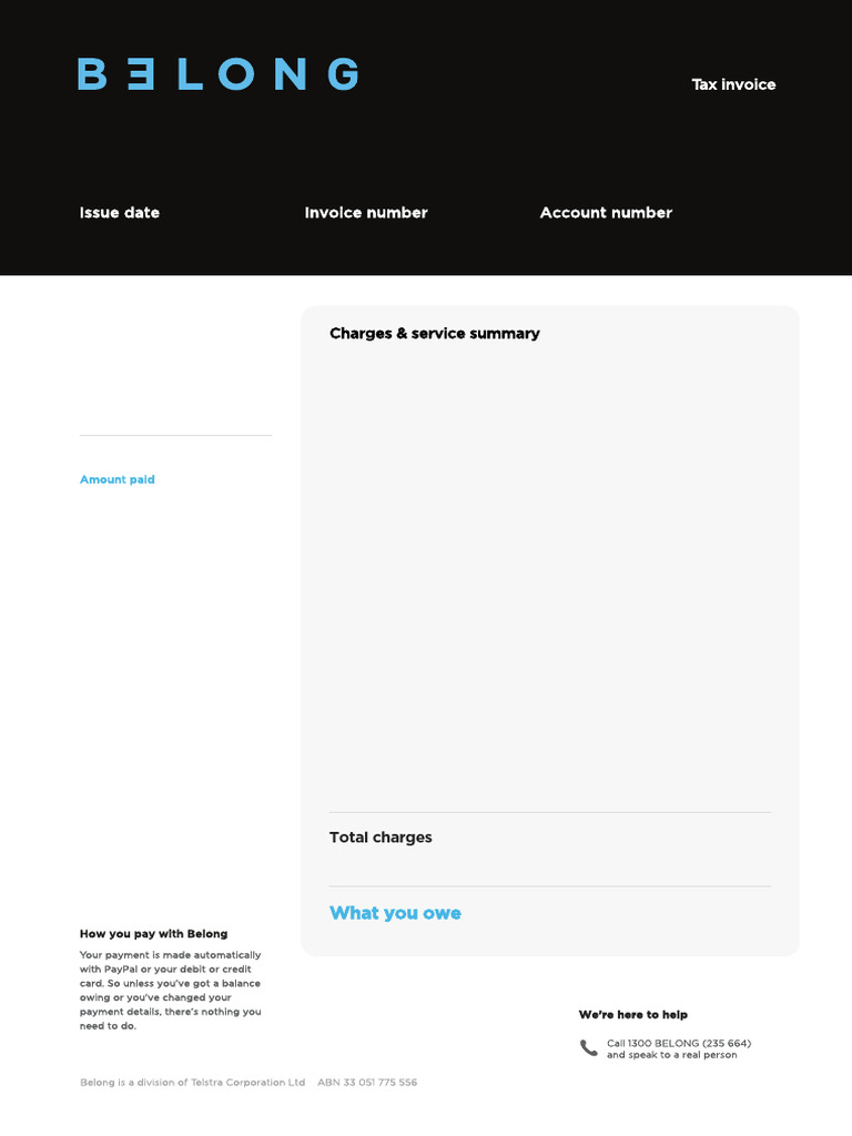Telstra Invoice Summary for Belong | PDF