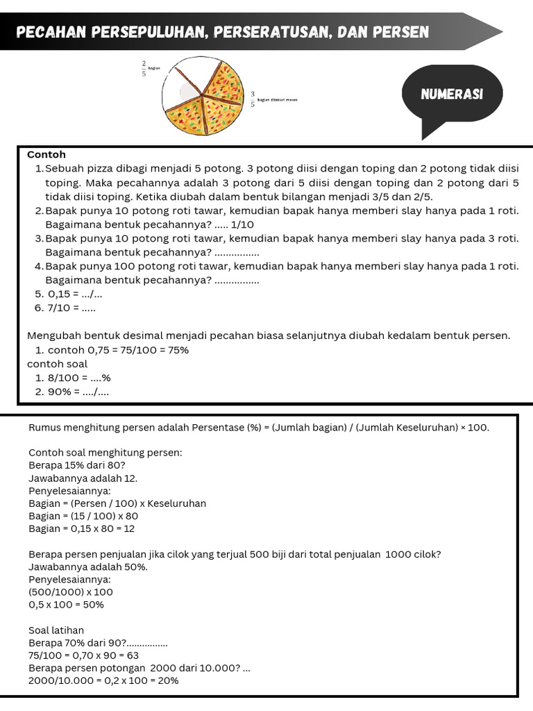 Pecahan Persepuluhan, Perseratusan, Dan Persen-1 | PDF