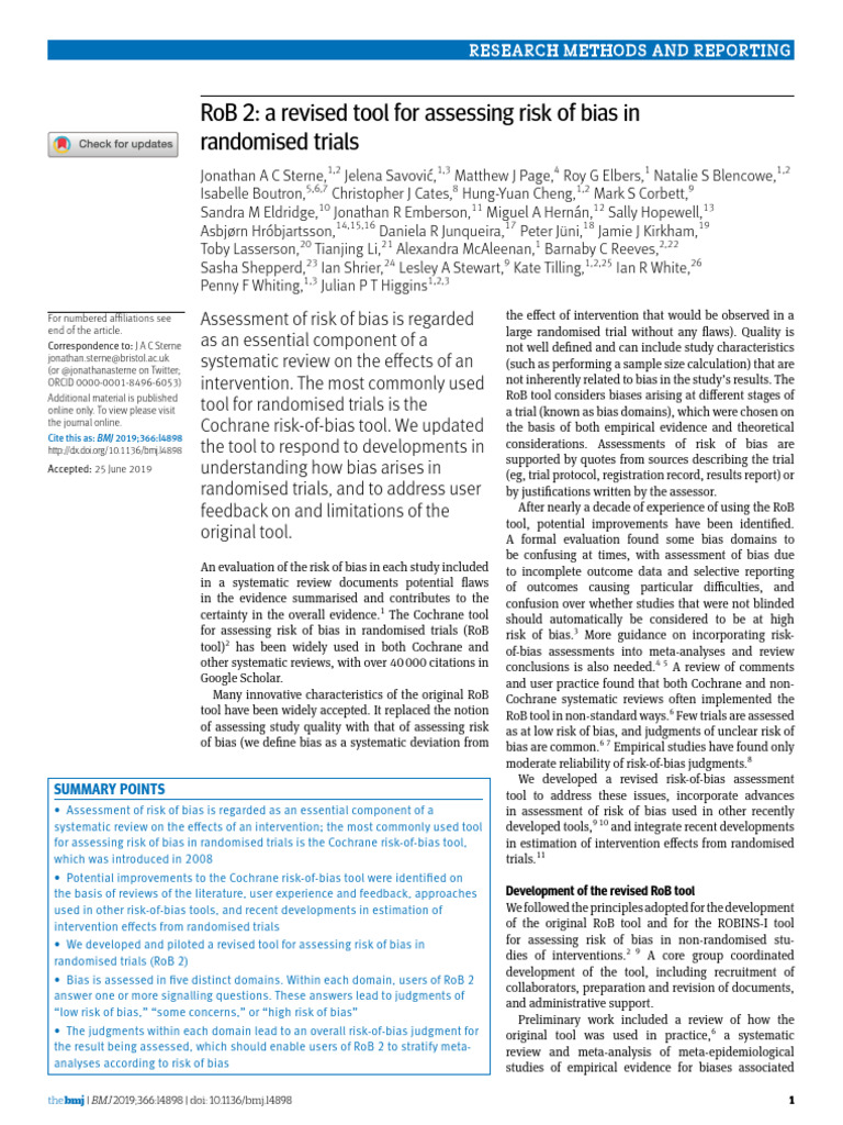 JOURNAL PENILAIAN BIAS RoB2 | PDF | Systematic Review | Risk