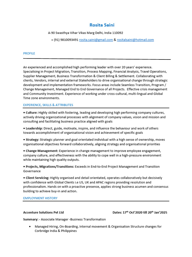 Rosita Saini CV Jan'2025 | PDF | Governance | Organizational Culture