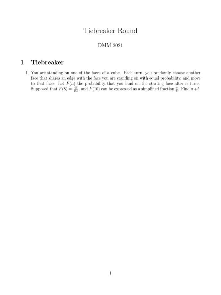 DMM 2021 Tiebreaker Round | PDF