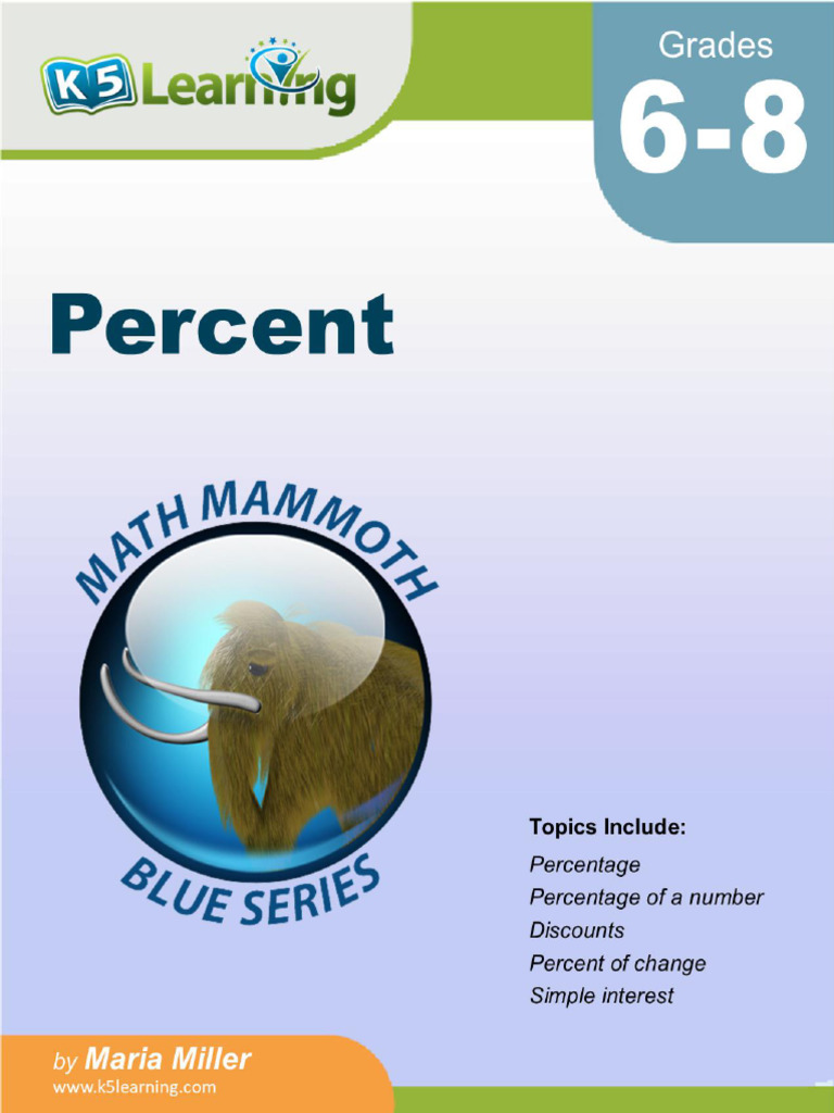 k5 Learning Percent Workbook | PDF | Percentage | Subtraction