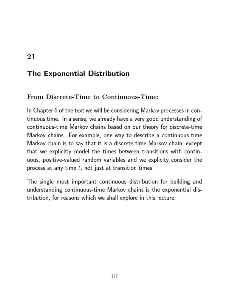 21 The Exponential Distribution Pdf Stochastic Process Markov Chain
