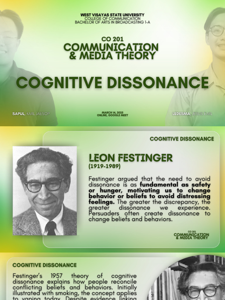 Cognitive Dissonance Theory (Ledesma & Sapul) | PDF