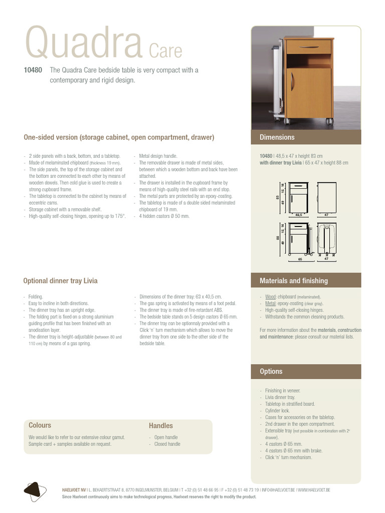 PF Quadra Care One Sided en | PDF | Cabinetry
